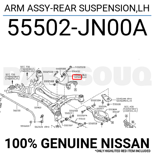 55502JN00A Genuine Nissan ARM ASSY-REAR SUSPENSION,LH 55502-JN00A | eBay