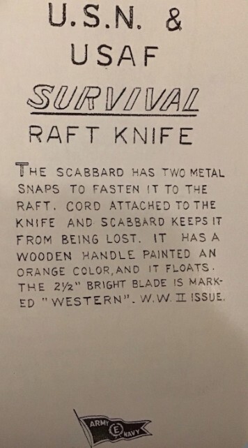 WWII U.S. Navy / Air Force Survival Raft Knife w/ Leather Sheath ...