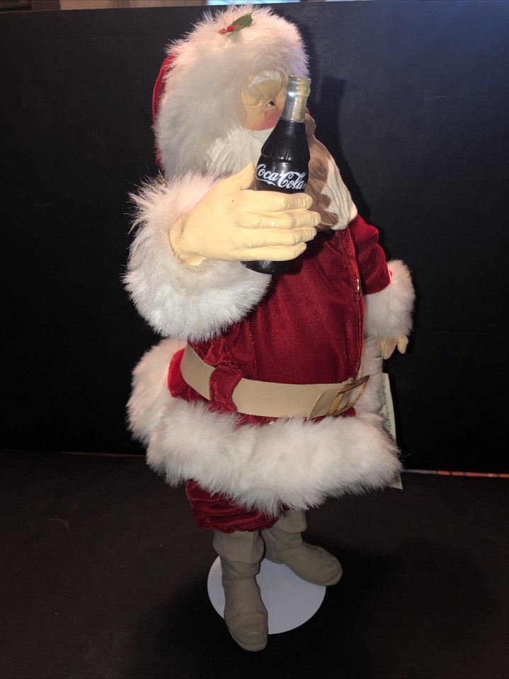 COCA COLA HADDON SUNDBLOM SANTA CLAUS POSABLE DOLL W/ STAND & TAG 19 ...