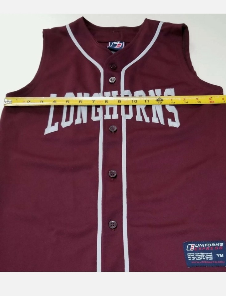 LONGHORNS Stitched Logo Sleeveless Baseball Button Up Maroon YOUTH ...