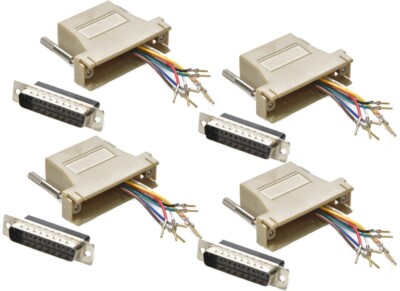 4 pcs DB25 Male to RJ45 Female Network 8P8C Adapter Converter Connector ...