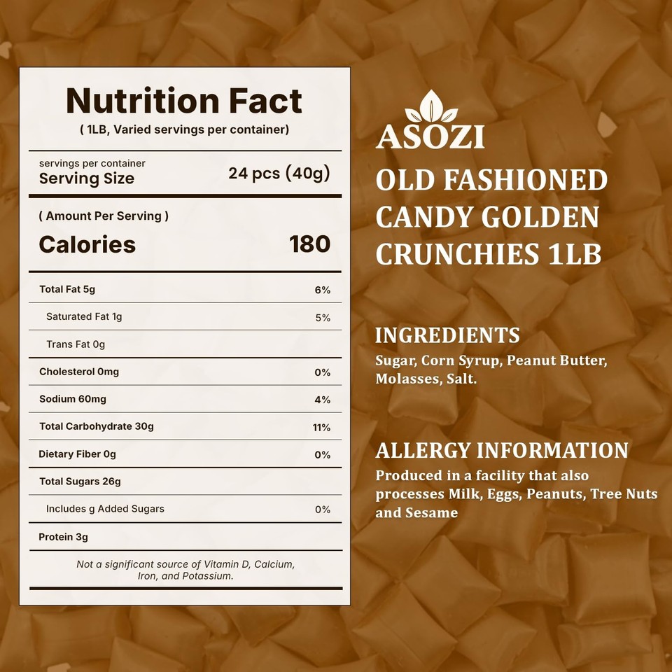 Golden Crunchies Old Fashioned Candy - 1lb box of Crispy Molasses Full ...