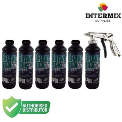 UPOL Gravitex Plus Black Stone Chip Protector - 1L x 6 With Air ...