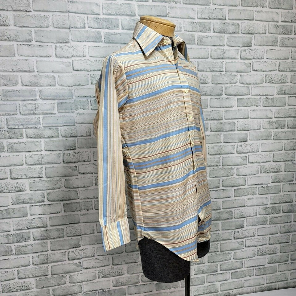 Vintage 70s Westwood Mens Dagger Collar Disco Shirt Striped Mod Retro 15.5 32/33 | eBay