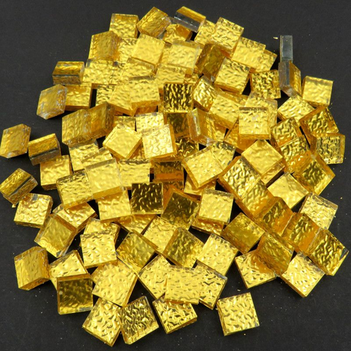 GOLD TEXTURED MIRROR Glass Mosaic Tile Pieces - 50 tiles - 3/8 inch ...