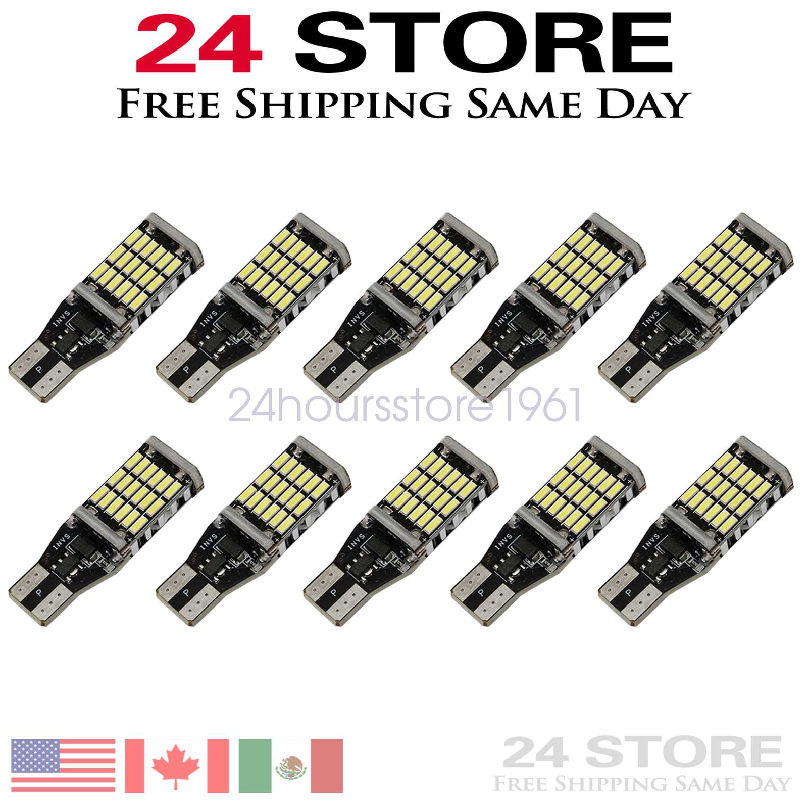 10X T15 921 912 LED Reverse Backup Light Bulbs W16W 916 White Super ...
