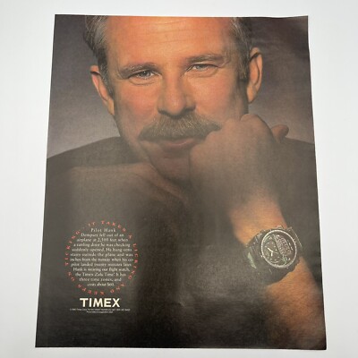 TIMEX Zulu Watch 1990 Vintage Print Ad 9.5"x12" Pilot Hank Dempsey | eBay
