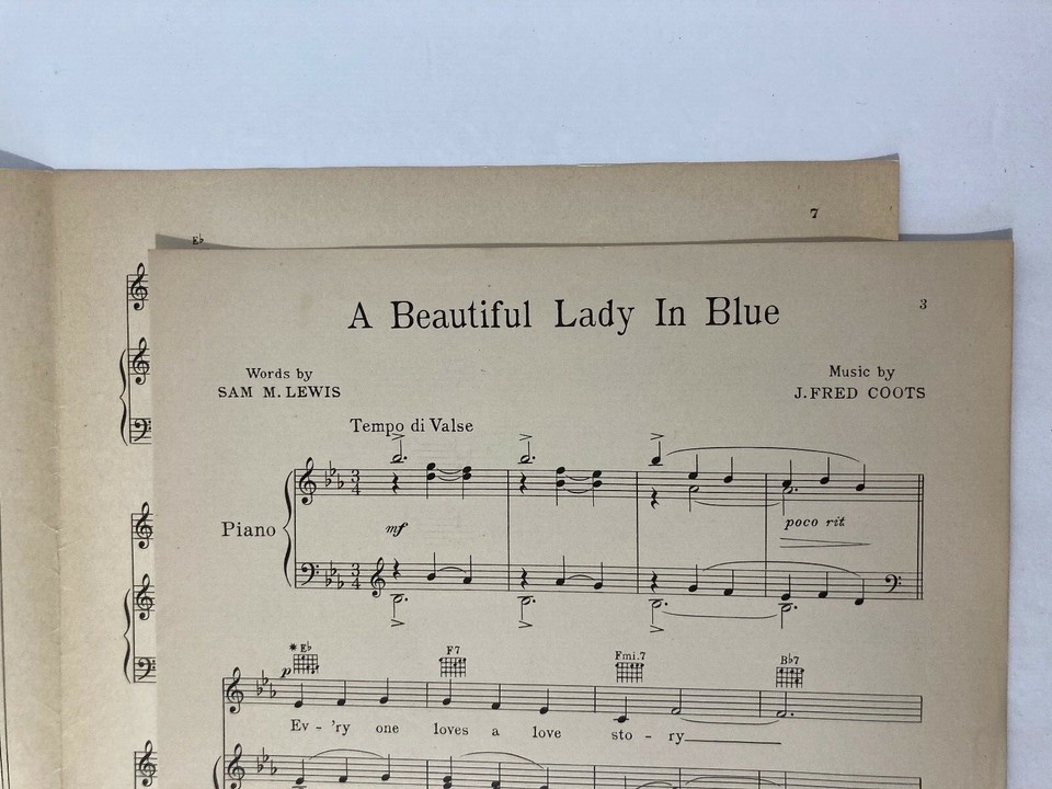 A Beautiful Lady In Blue 1935 sheet music by Sam M. Lewis & J.Fred ...