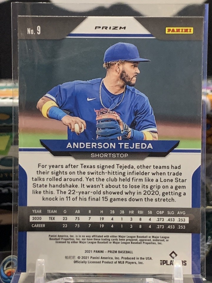 2021 Panini Prizm Anderson Tejada Silver Prizm Rookie #9 Texas Rangers ...