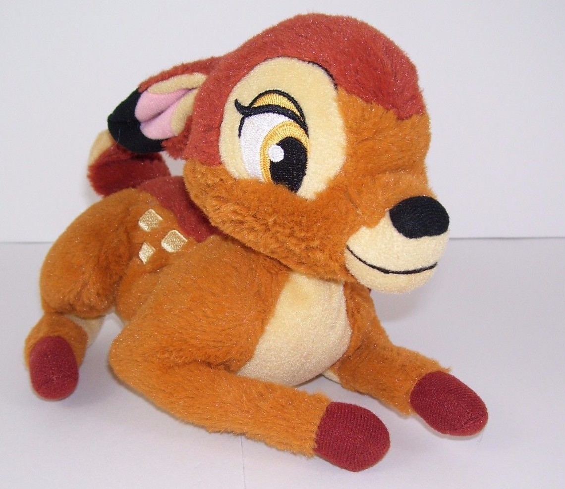 Disney 6" Tall 8" Long Baby Bambi Plush Toy Stuffed Animal Sitting ...