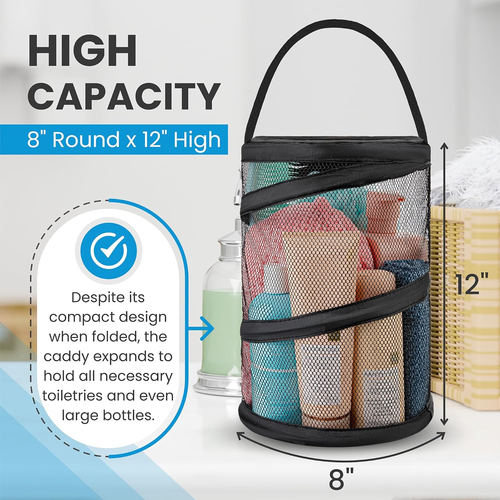 Foldable Shower Caddy - Collapsible, Portable, Drainage Hole, Carry ...
