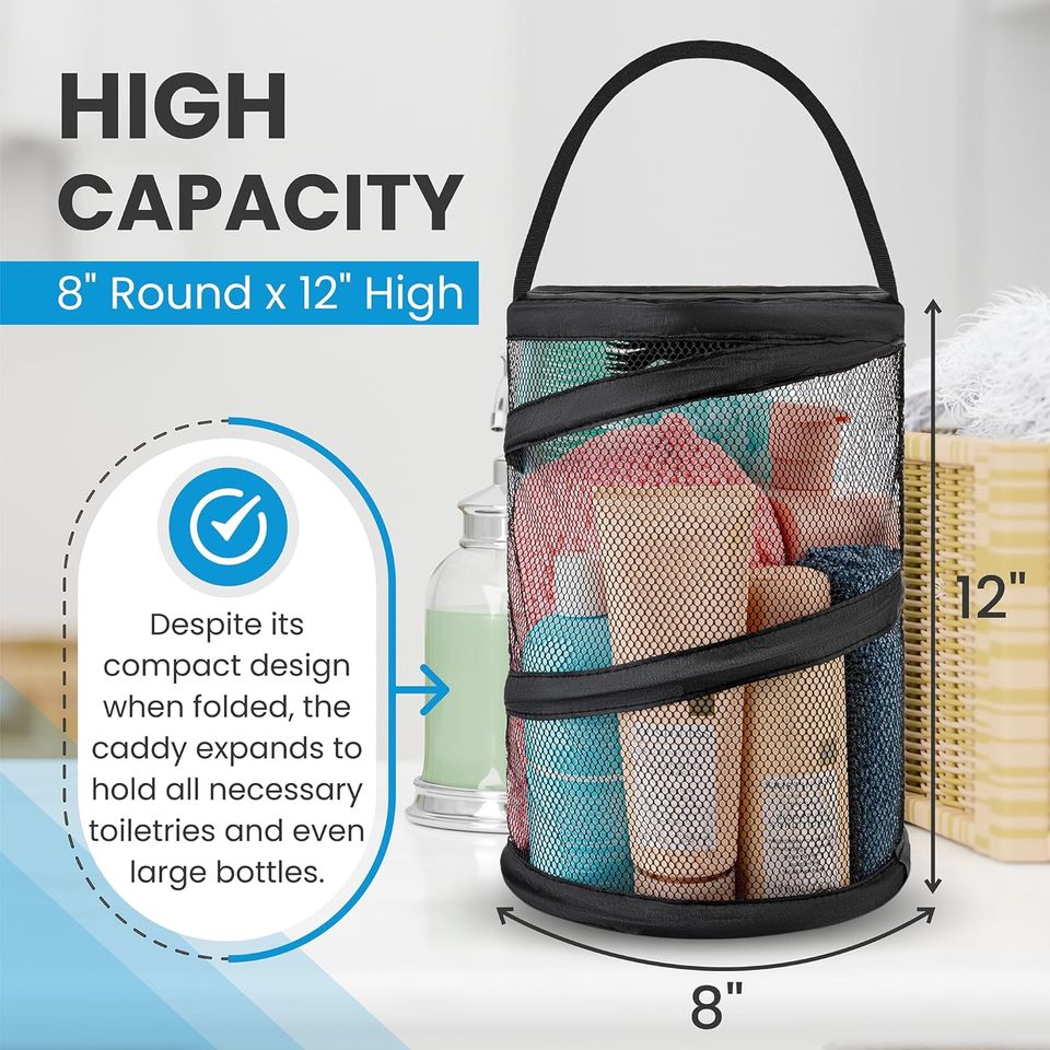 Foldable Shower Caddy - Collapsible, Portable, Drainage Hole, Carry ...