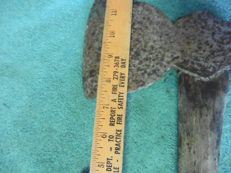Antique Hatchet Axe rusted but very solid wood handle primitive hewn no ...