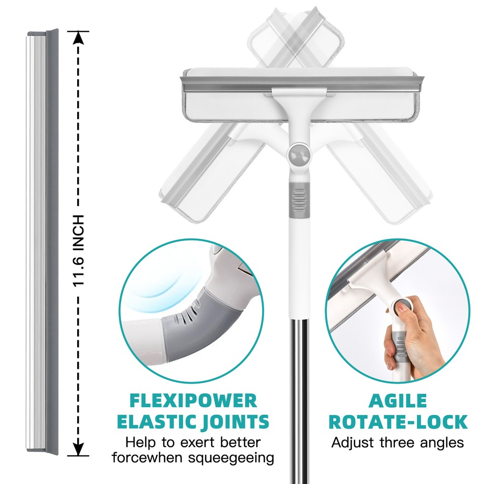 69 inch Window Mop Glass Wiper with Silicone Scraper Floor Mop Cleaner ...