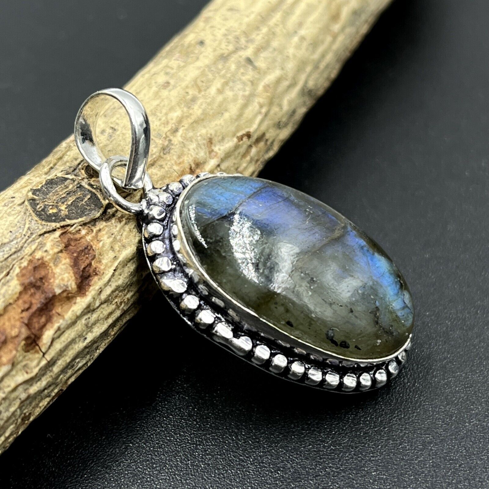 925 Sterling Silver Natural Labradorite Gemstone Jewelry Solitaire ...