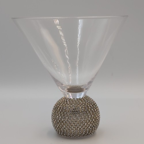 Crystal Ball 8 OZ Glam Martini Clear Wine Glass Cup w/ Rhinestone ...