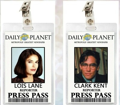 Lois Lane & Clark Kent 90s TV Show Daily Planet ID Badge Journalist ...