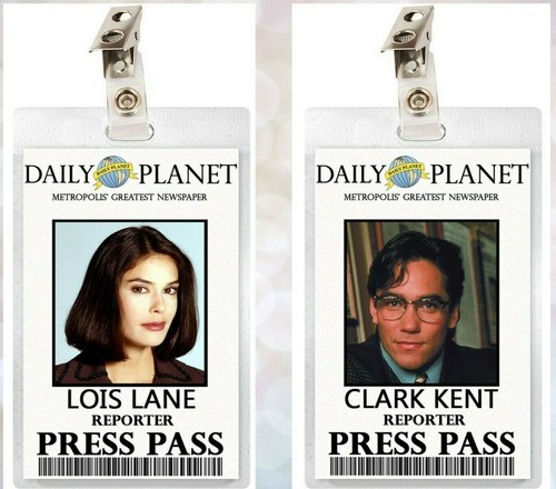 Lois Lane & Clark Kent 90s TV Show Daily Planet ID Badge Journalist ...