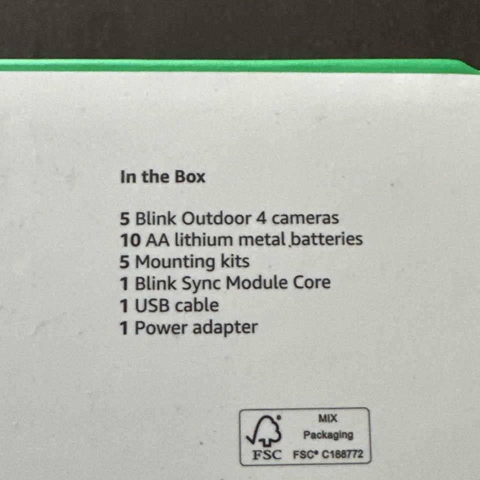 Blink Outdoor 4 (4th Gen) 5 Camera Battery Powered System W/ Sync ...