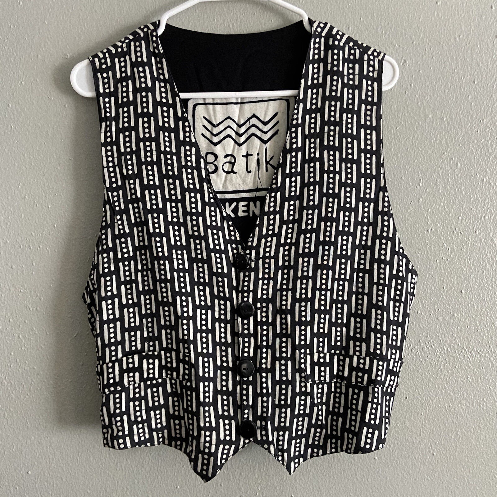 Vintage Batik By Kenar Reversible Black and White Ves… - Gem