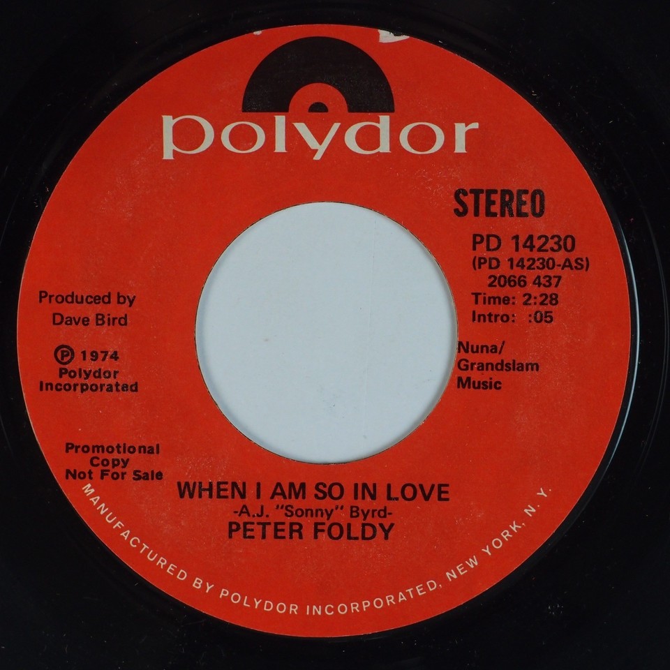 PETER FOLDY: When I Am so In Love USA Polydor DJ PROMO WLP Pop 45 | eBay