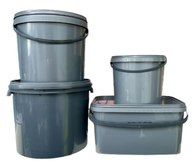 Heavy Duty Grey Buckets & Lids! Air Tight Seal Various Sizes/ Shapes ...