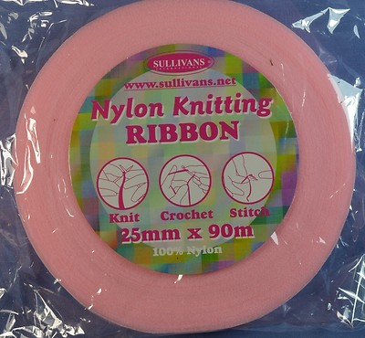 25mm Bright Pink Nylon Knitting Ribbon (x 90 metres) | eBay