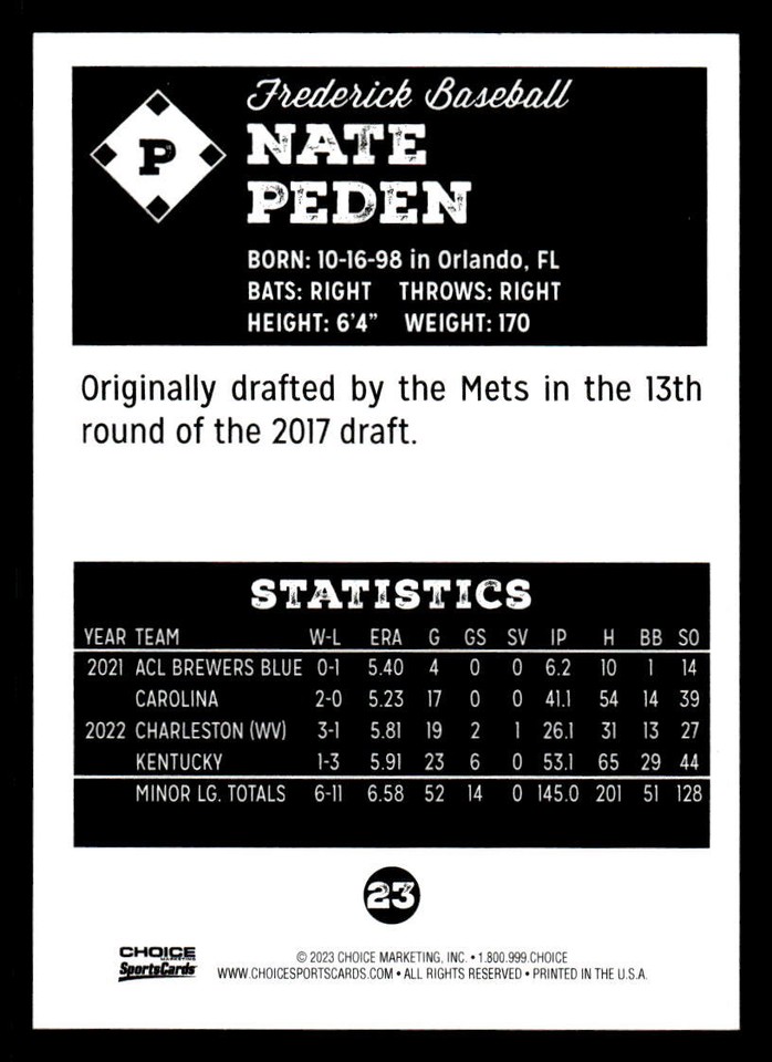 Nate Peden 2023 Spire City Ghost Hounds Frederick | eBay