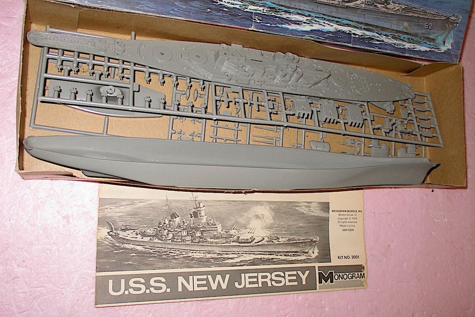 Monogram WW2 Battleship USS NEW JERSEY Vintage Kit 16” Model Kit #3001 ...