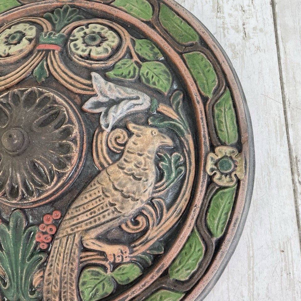 David Ellison Pottery Tile Medallion 11.25” Art Piece Birds Michigan ...