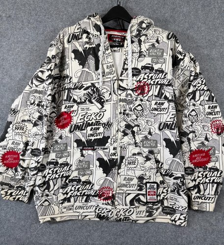 Ecko Unltd. Progress Hoodie Mens XL White Black Comic Strip Graphic Art ...