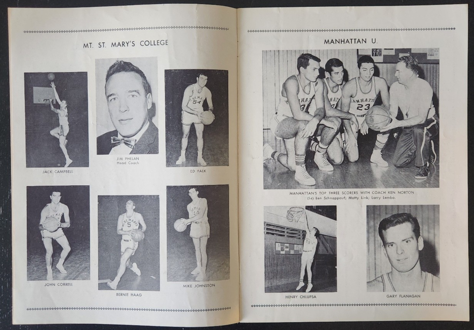 1964 COLLEGE BASKETBALL PROGRAM PENN STATE, NYU, MT. SAINT MARY'S ...