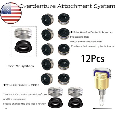 US 12Pcs Locator Metal Housing Lab Replacement Processing Cap Inserts ...