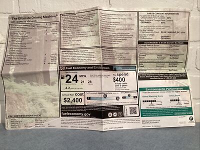 2013 BMW X3 xDrive28i Original Window Monroney Sticker | eBay