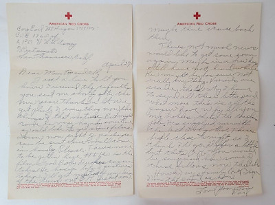 WWII US Army handwritten letter set on American Red Cross stationery ...