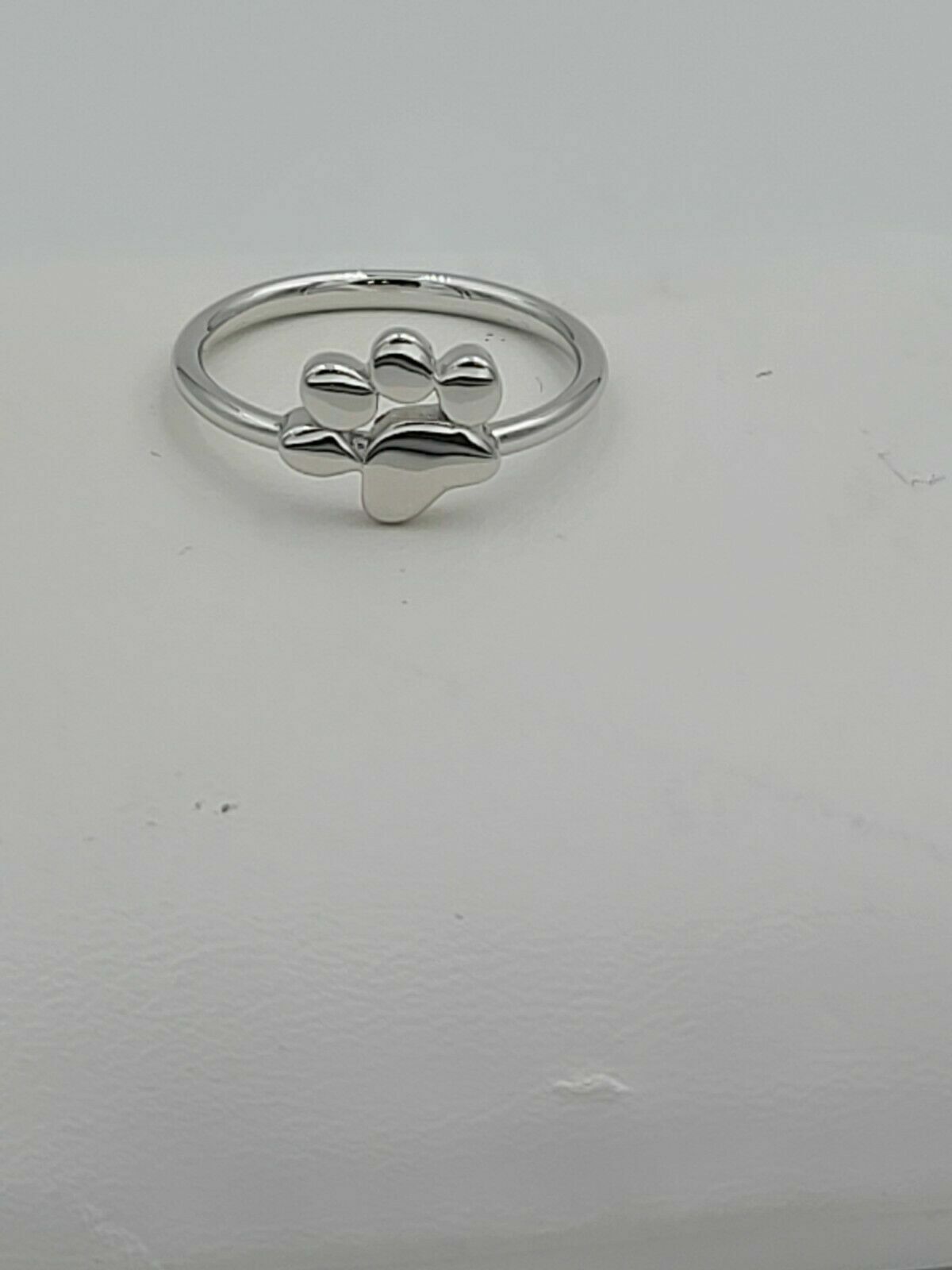 2CT Dog Cat Paw Print Sterling Silver Women's Ring 14K White Gold ...