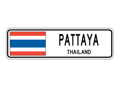 Pattaya Thailand Street Thai Flag City Country Wall Gift Aluminum Metal ...