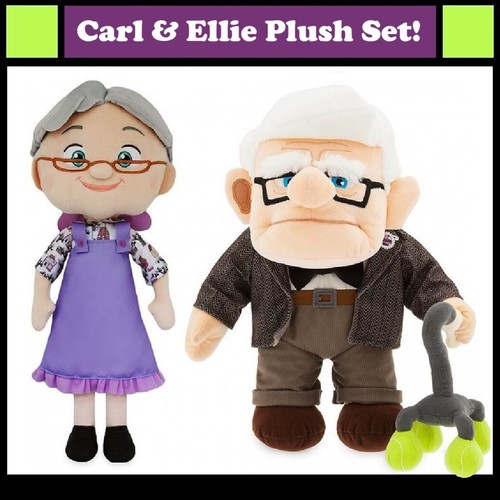 RARE Disney Store Pixar UP Carl & Ellie Fredricksen Set Of 2 Stuffed ...
