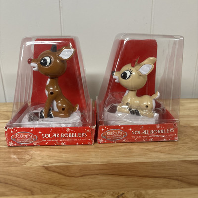 Rudolph The Red Nose Reindeer Solar Bobblers Rudolph And Clarice HTF ...