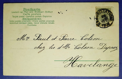 Postcard Hen & Chick,Humour,Train.Postmark Namur (Station) Belgium 1902 ...