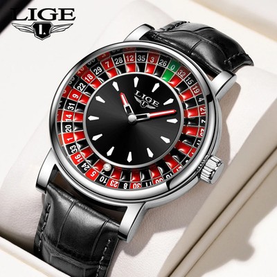LIGE Quartz Man Watch Fashion Luxury Creative Roulette Game Dial Design ...