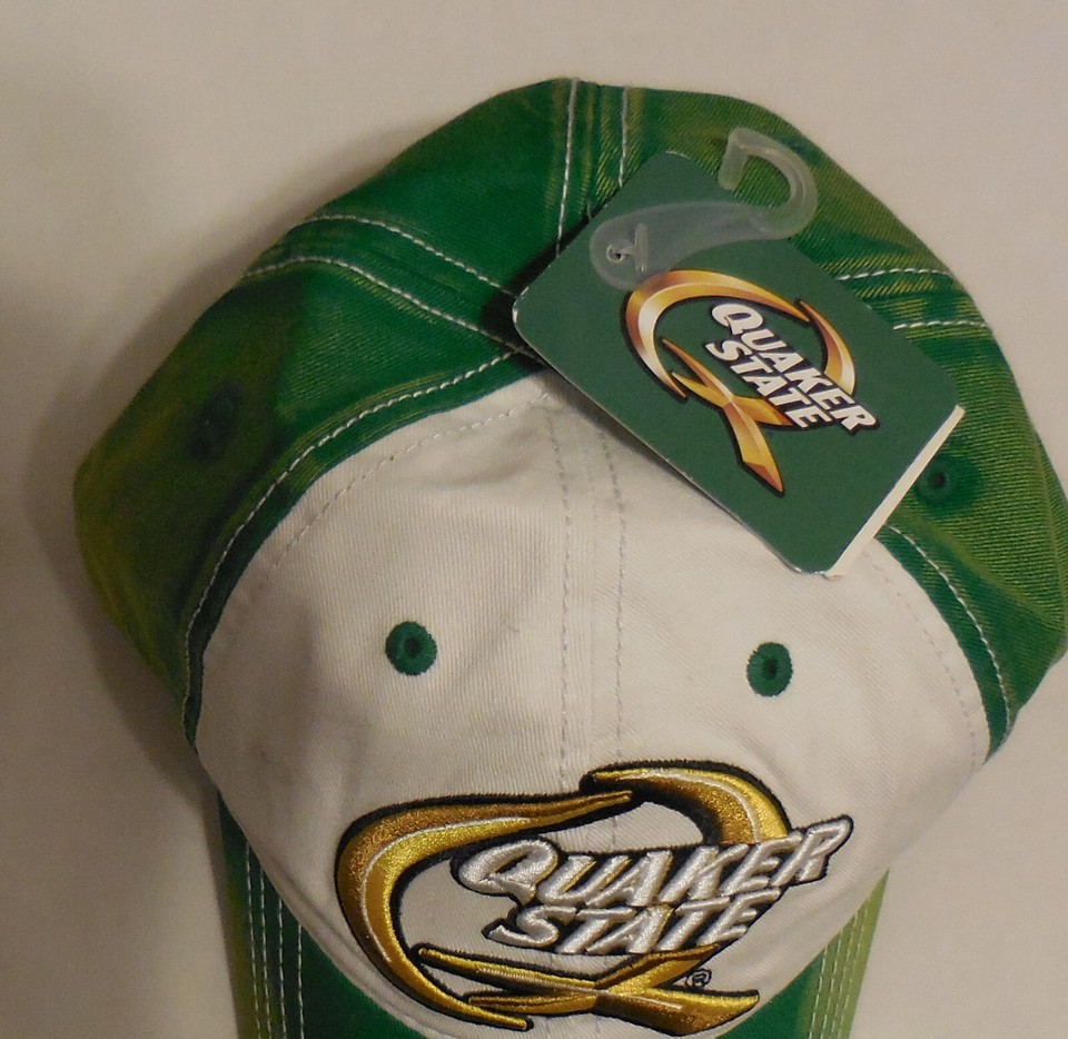 1 Quaker State Hat Adjustable Snapback Faded Look Green and White color ...