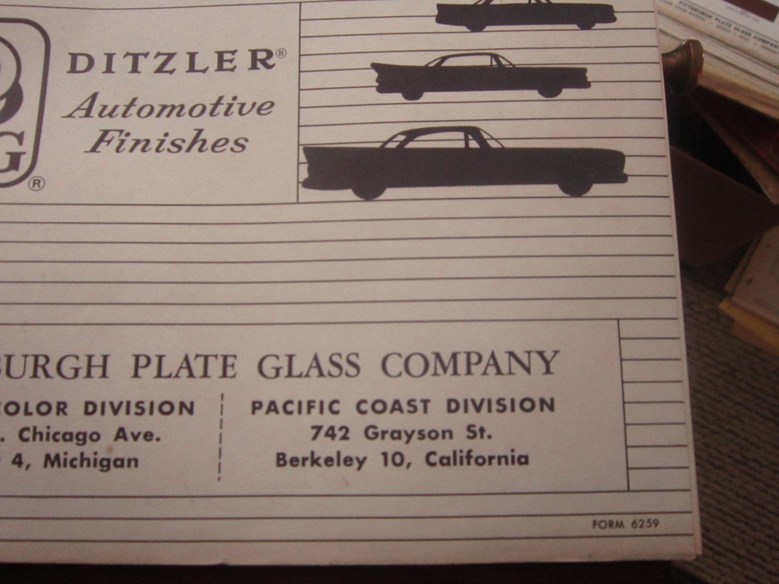 DITZLER car color list/ alphabetical car color names PPG 1930s,40s,50s ...