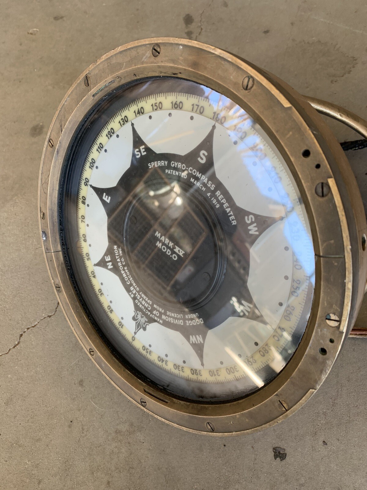 Vintage 1919 Sperry Gyro-Compass Repeater Brass Ships Mark XV Model 0 ...