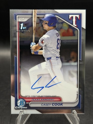 2024 Bowman Draft 1st CASEY COOK Chrome Prospect Auto - Texas Rangers ...