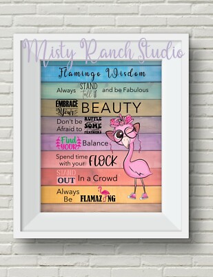 Flamingo Wisdom UNFRAMED Art Print, Wall Art. Great Coastal Beach Decor ...