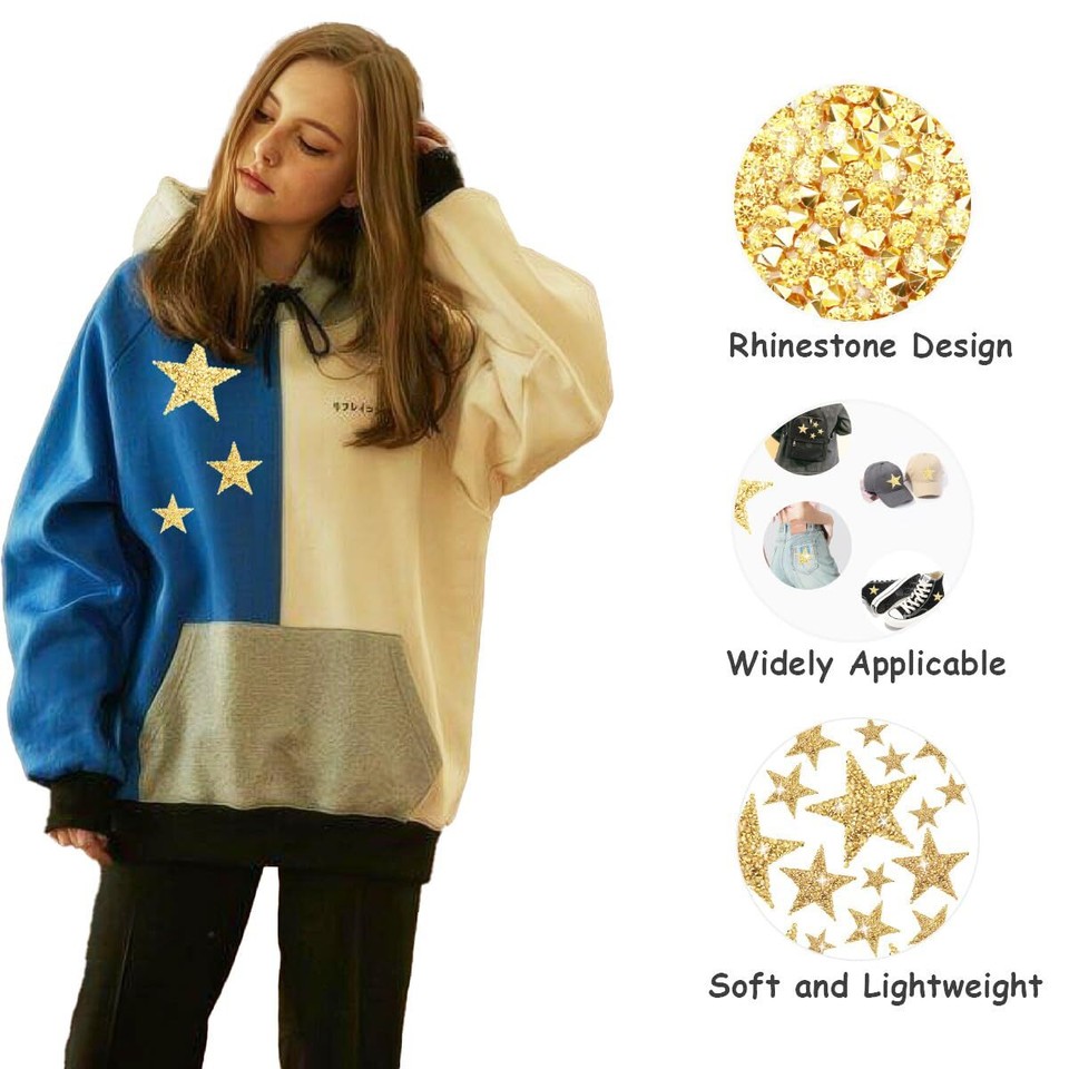 30 Pieces 4 Sizes Iron On Star Patches Adhesive Star Patches Star Shape ...