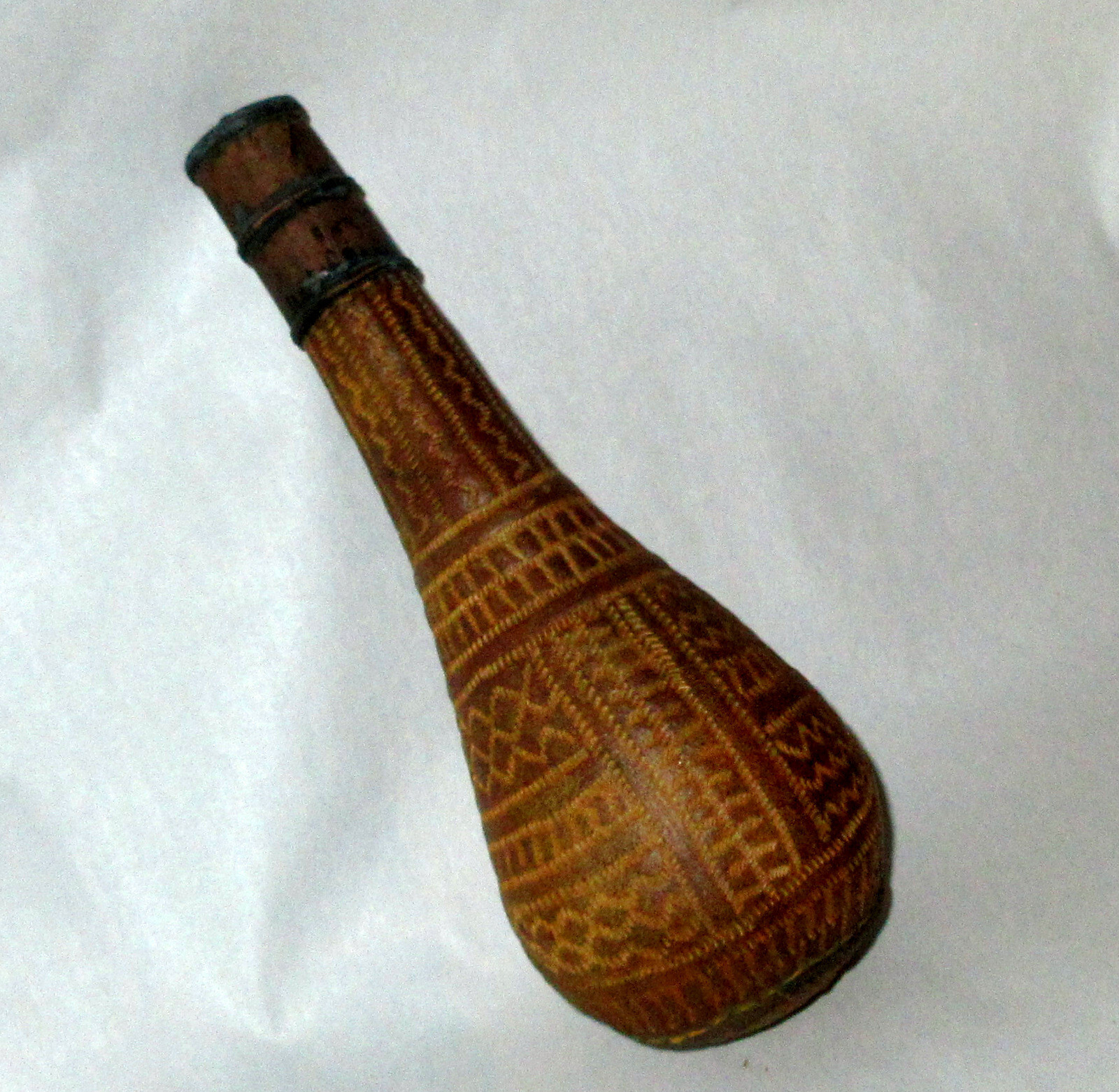 Antique 1800s Bedouin Carved Leather Camel Scrotum Gun Powder Flask | eBay