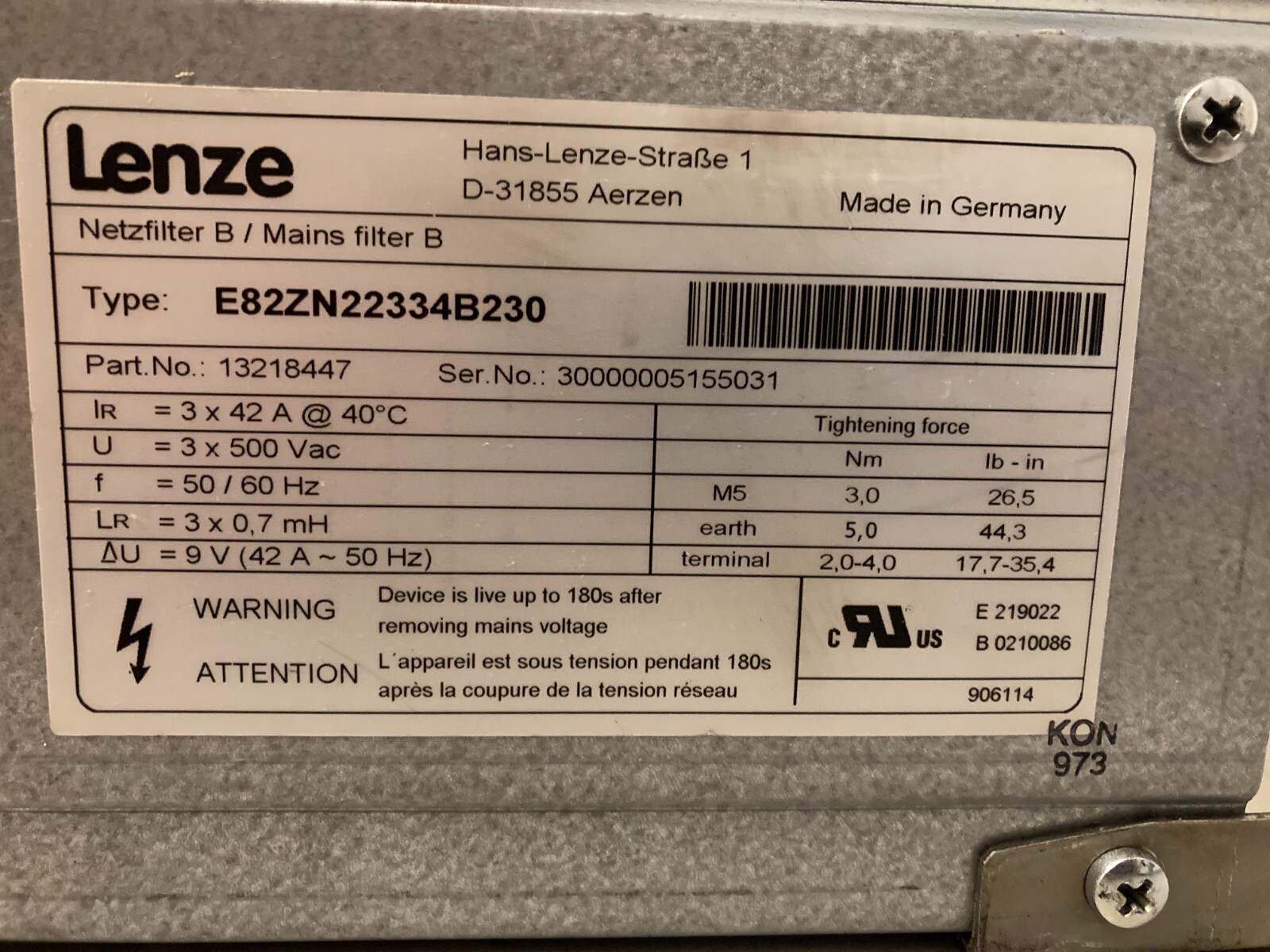 Lenze EVS9327-ES Frequenzumrichter EVS9327ES 27A 22,4kVA | eBay