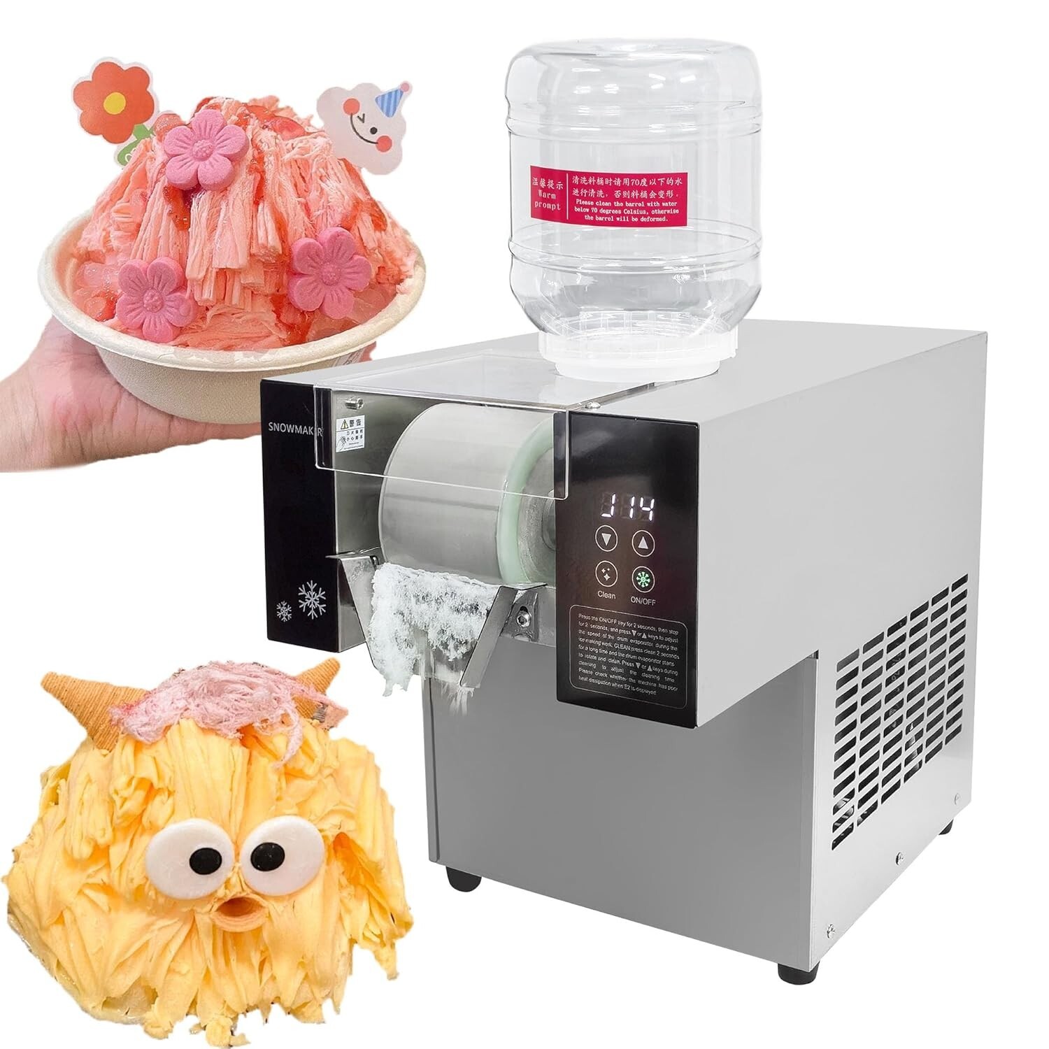 Wixkix Korean Snowflake Ice Machine 176LBS/24H Ice Shaved Maker Air ...